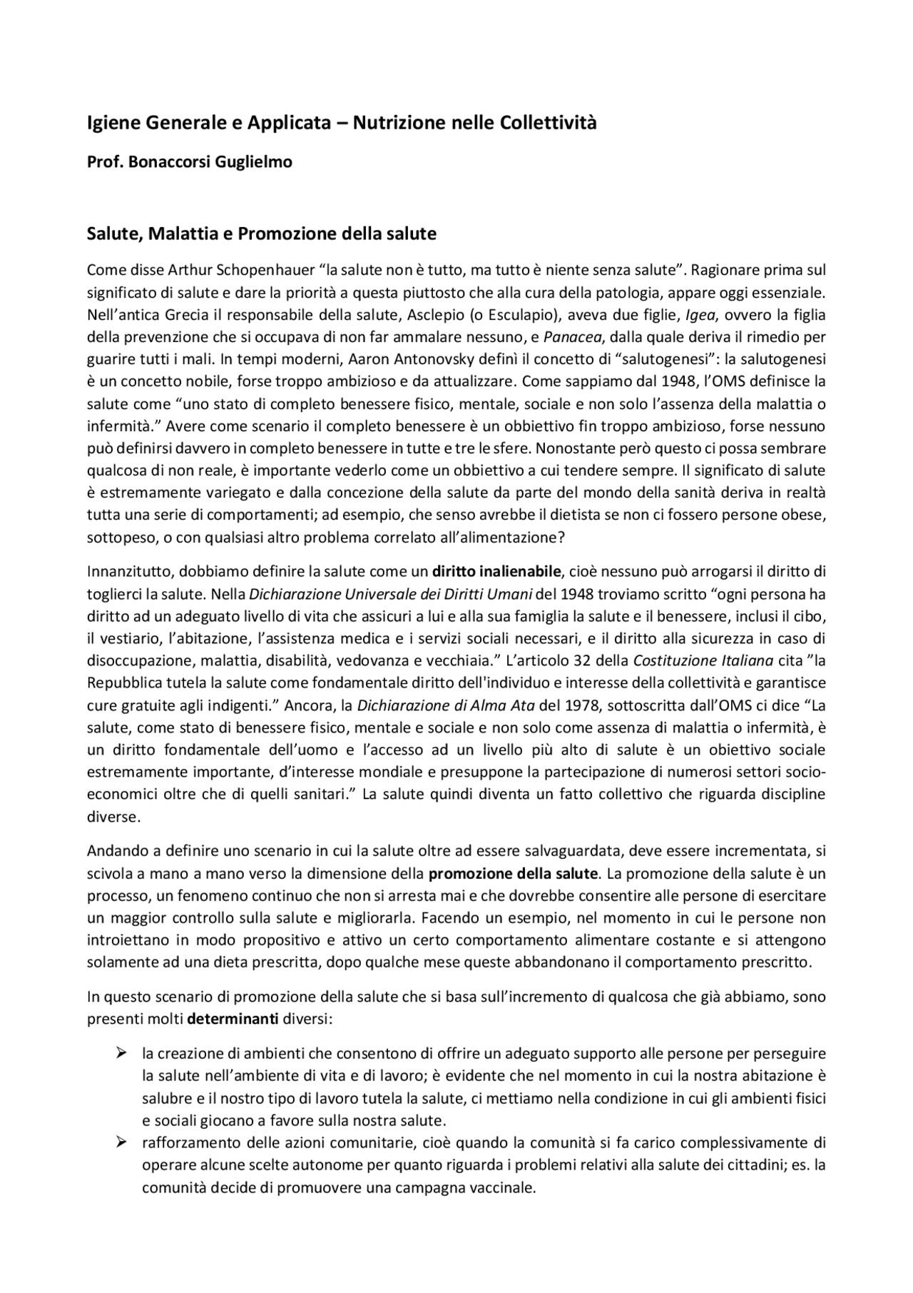 Appunti Igiene Generale E Applicata Dietistica Docsity