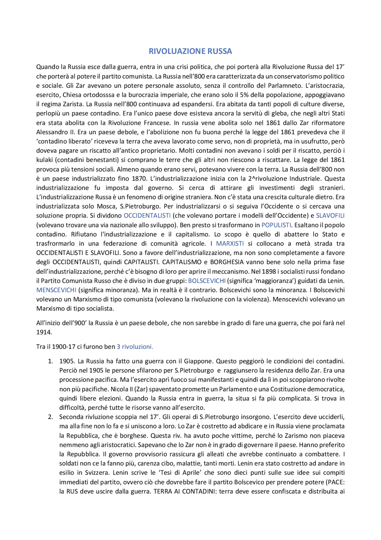 Rivoluzione Russa Urss Stalin Dopoguerra Docsity