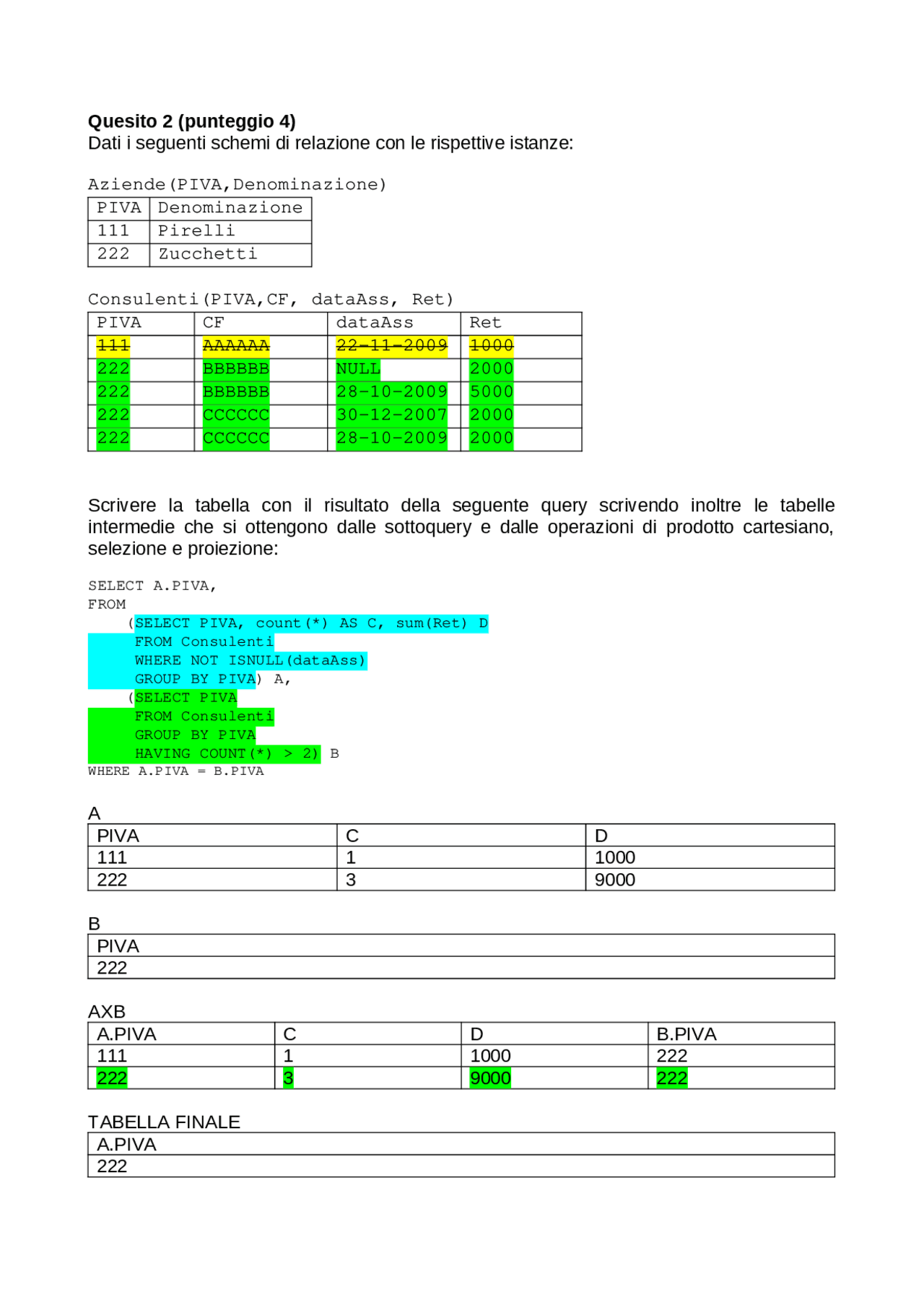 Esercizi Informatica Docsity