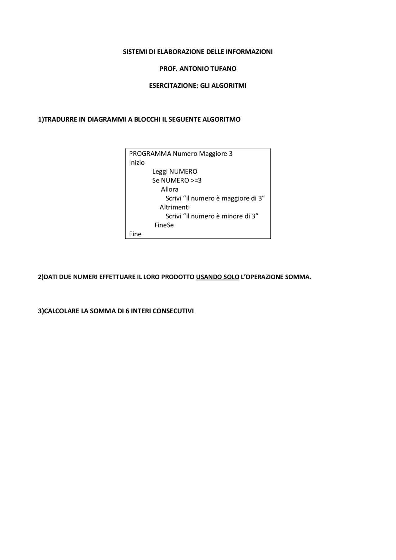 Esercitazionealgoritmi5 Svolgimento Docsity