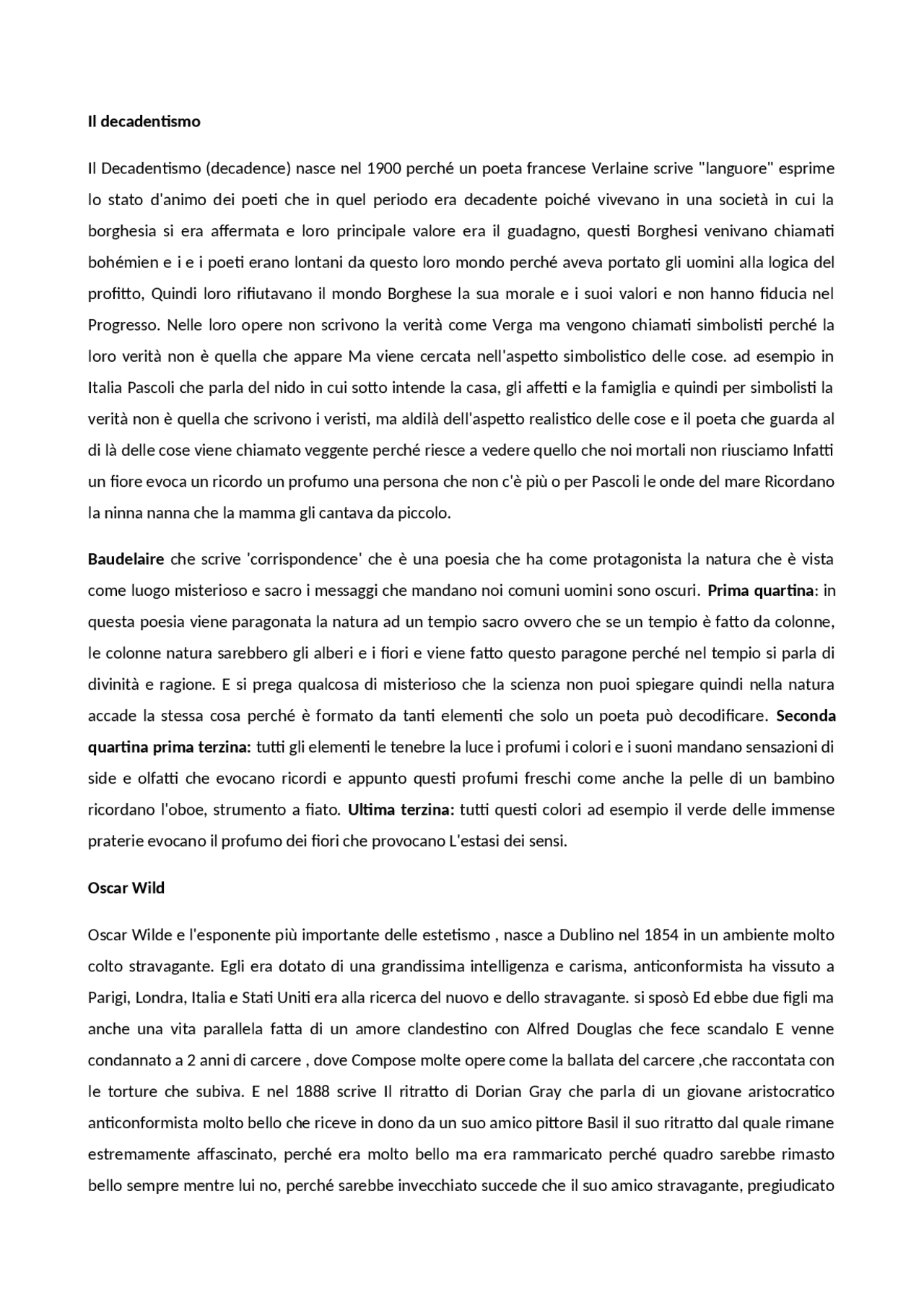 Il Decadentismo Storico Docsity