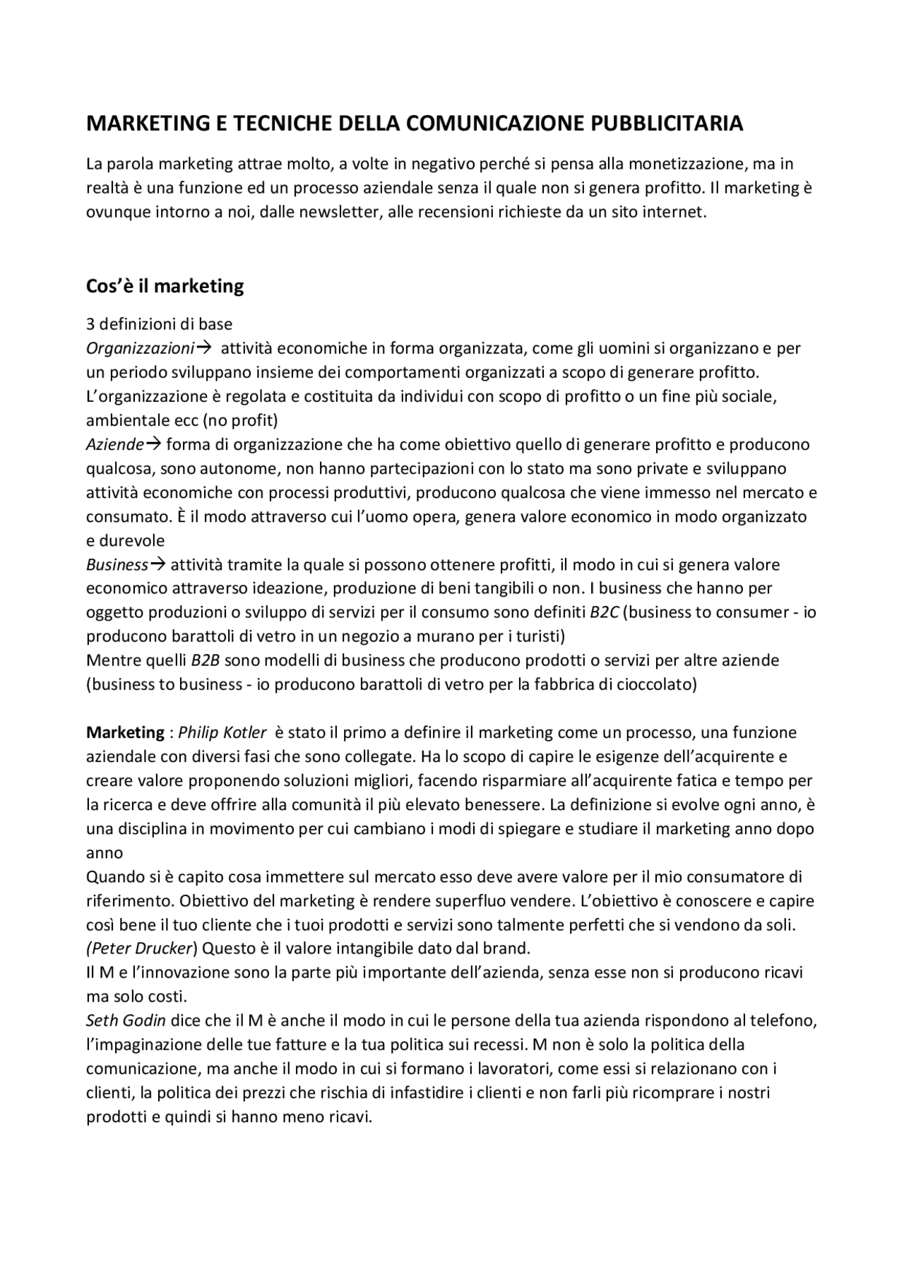 Appunti Completi Delle Lezioni Di Marketing E Tecniche Della