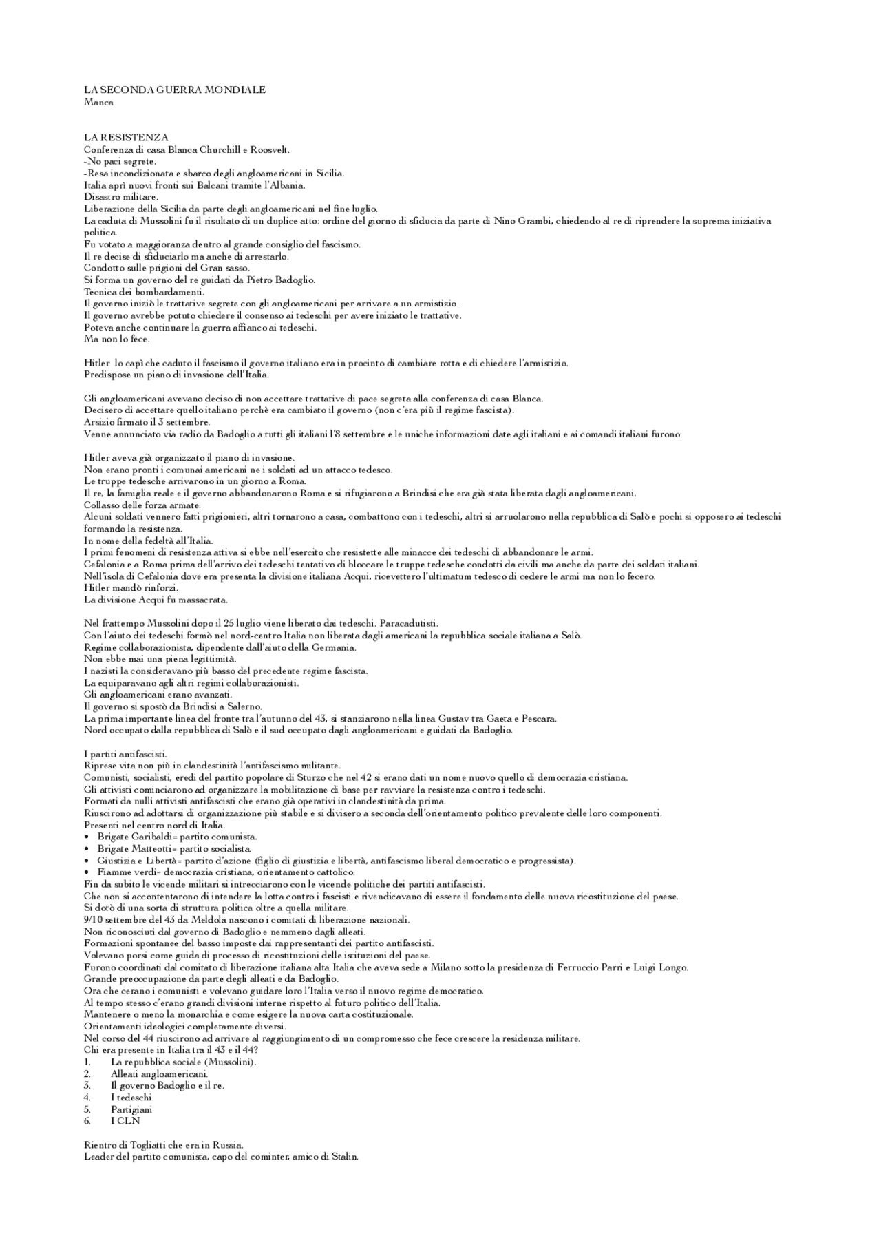 Storia contemporanea secondo modulo - Docsity