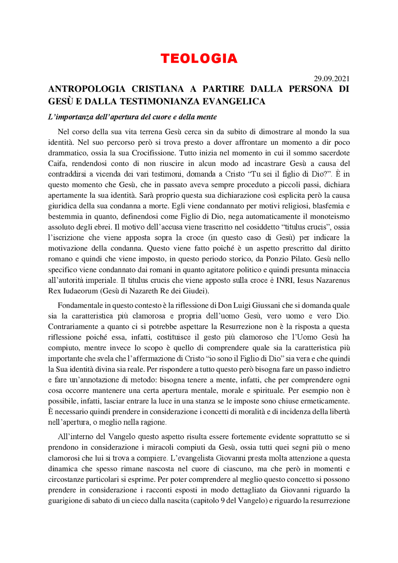 Appunti Teologia 2 Alberto Docsity