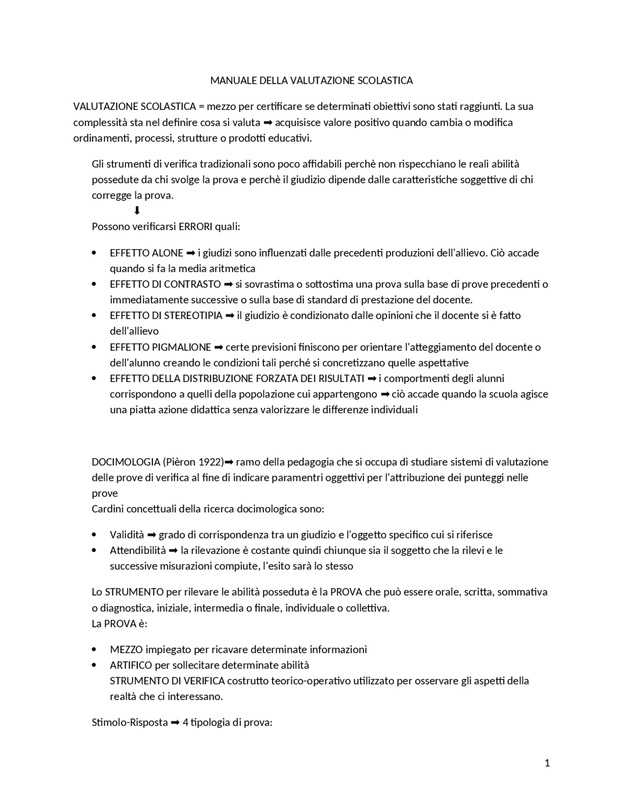 Appunti Manuale Valutazione Scolastica Docsity