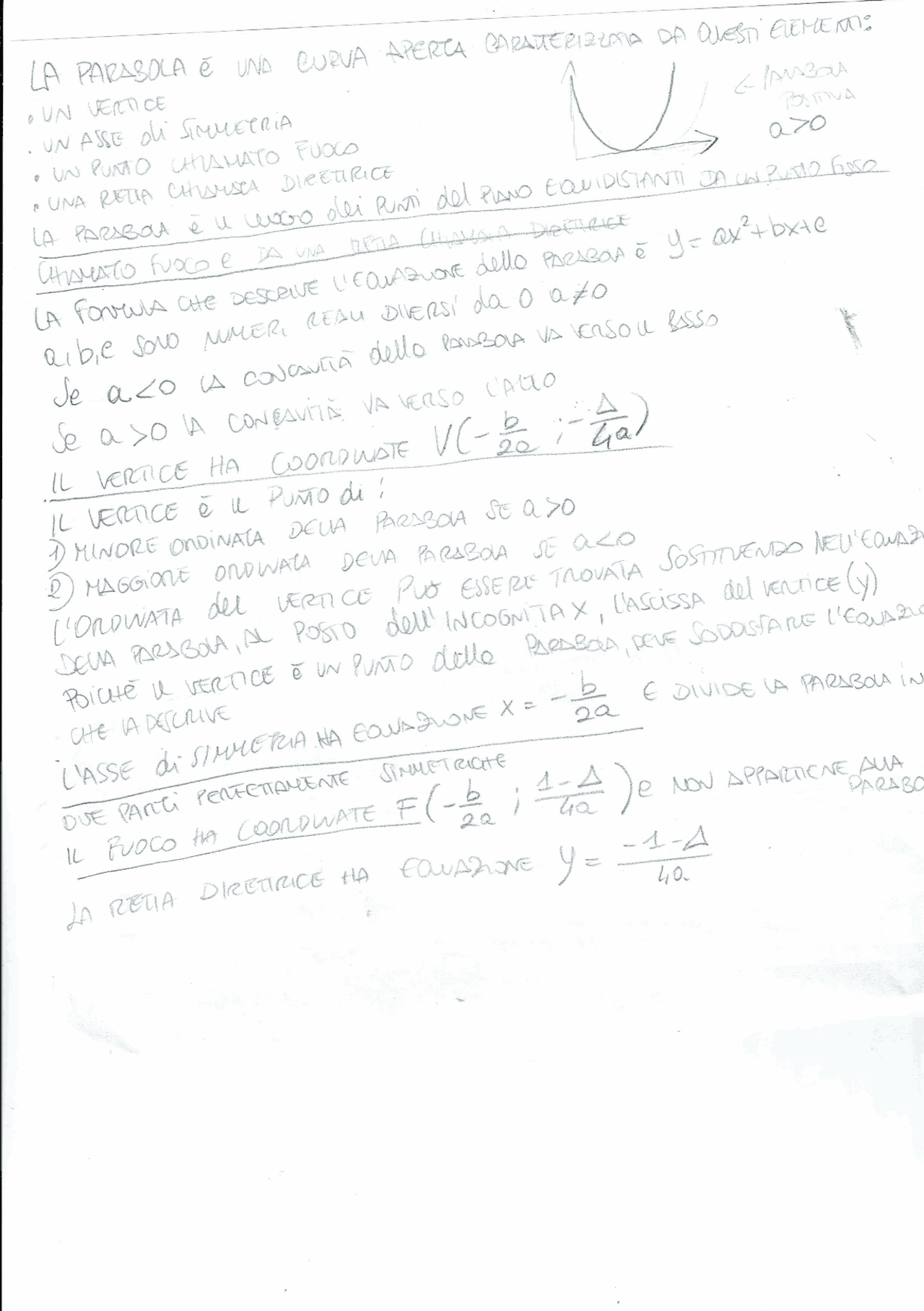 La parabola regole e formule di matematica - Docsity