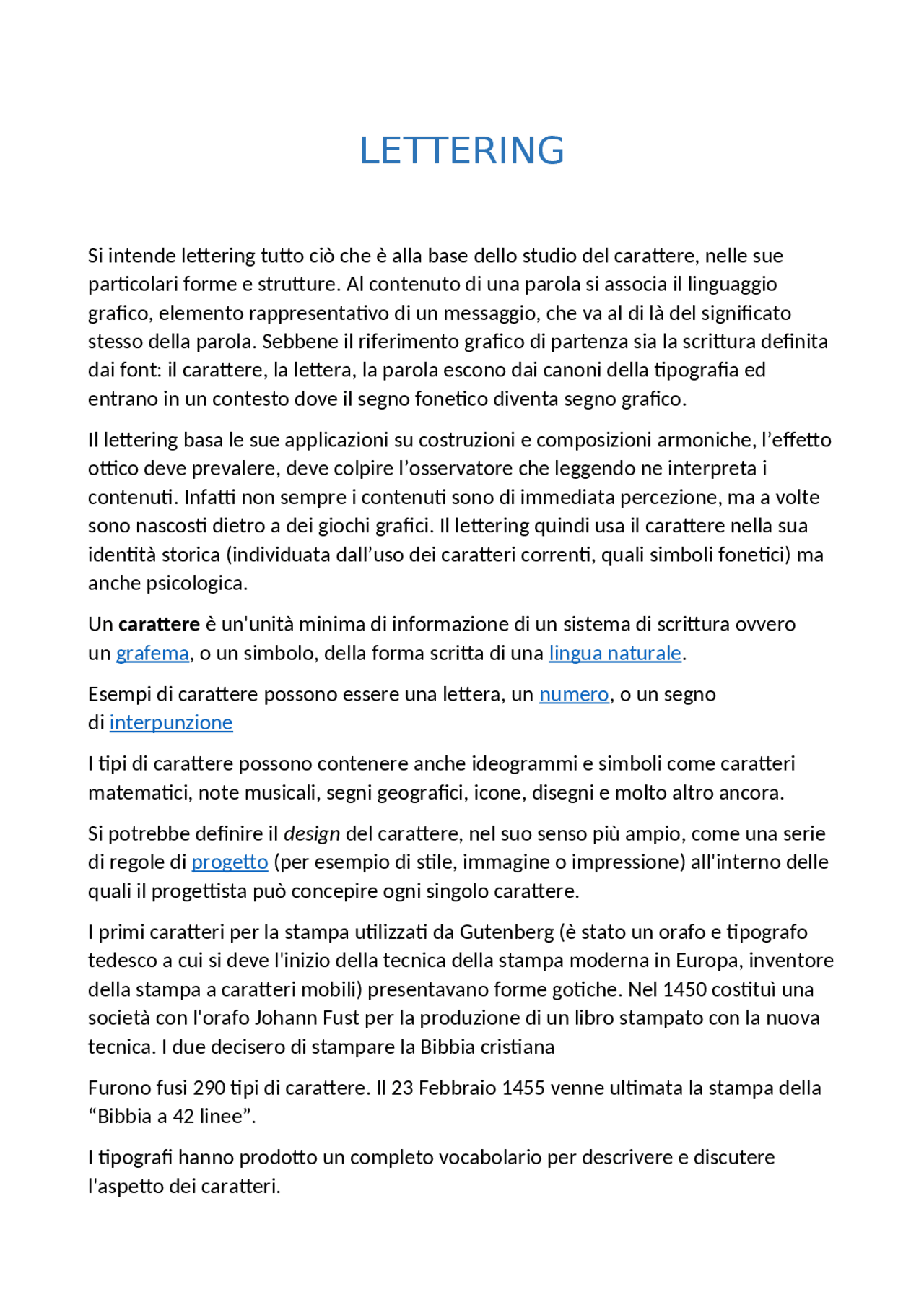 Lettering, anatomia del carattere | Appunti di Tipografia | Docsity