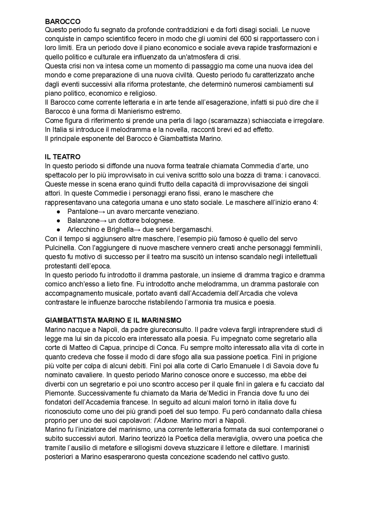 Appunti Sul Barocco Docsity