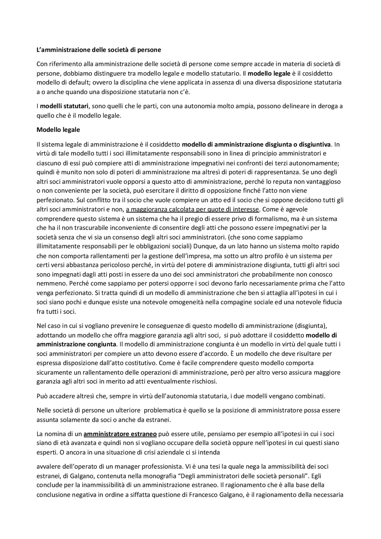Lamministrazione Nelle Società Di Persone Docsity