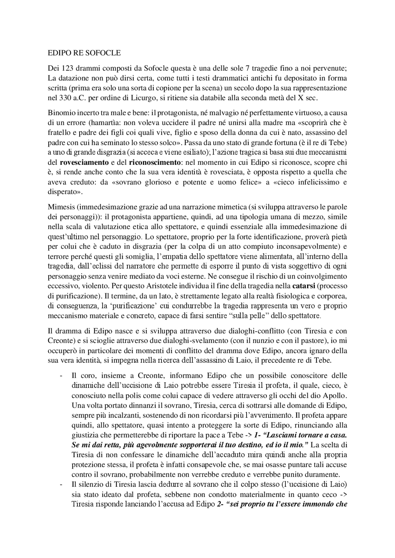 Edipo Re,Sofocle analisi - Docsity