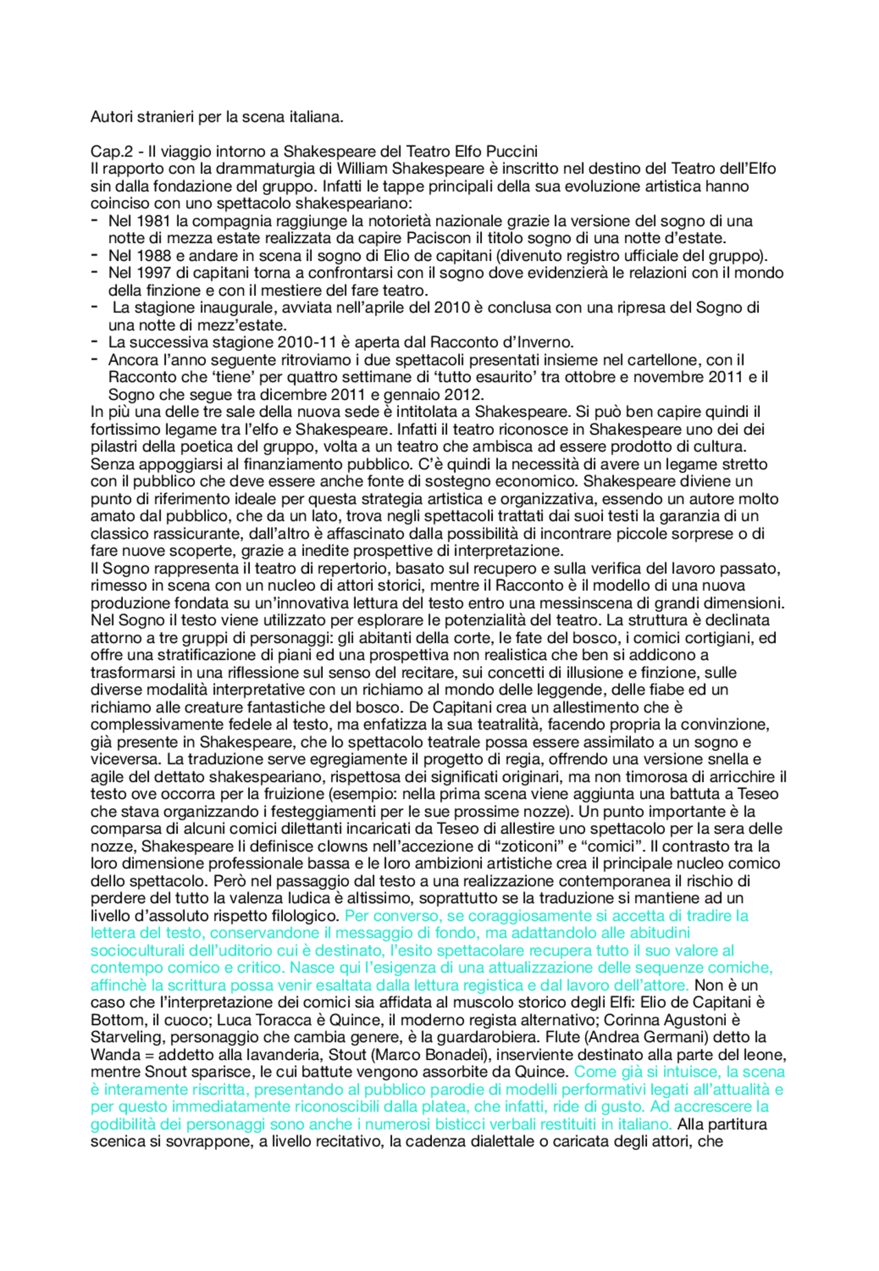 Riassunto Autori Stranieri Teatro Docsity