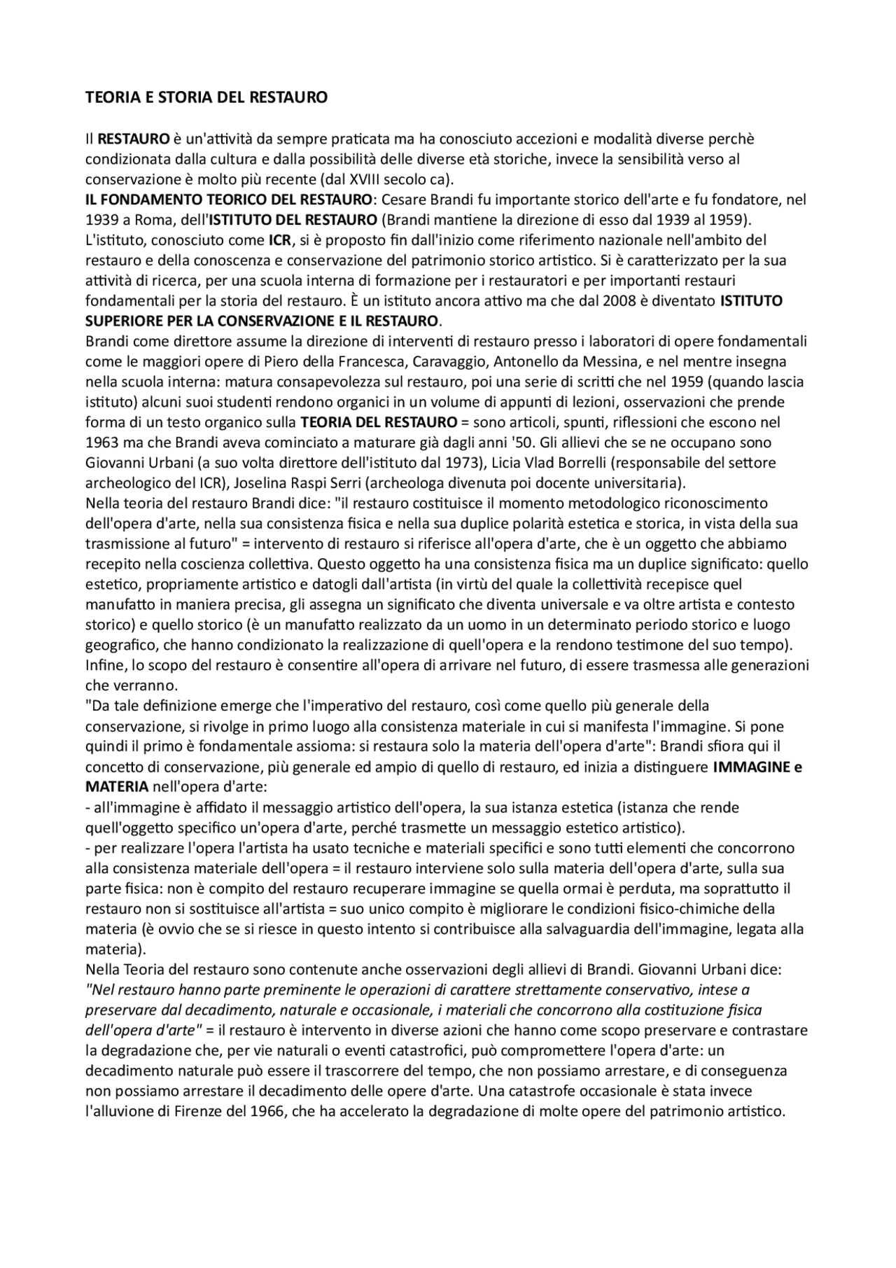 Appunti Di Teoria E Storia Del Restauro Appunti Di Restauro Docsity