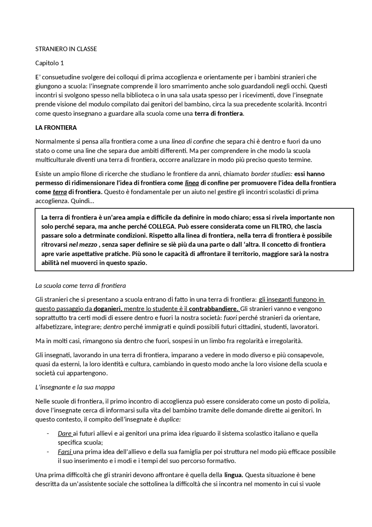 Riassunto Straniero In Classe Docsity