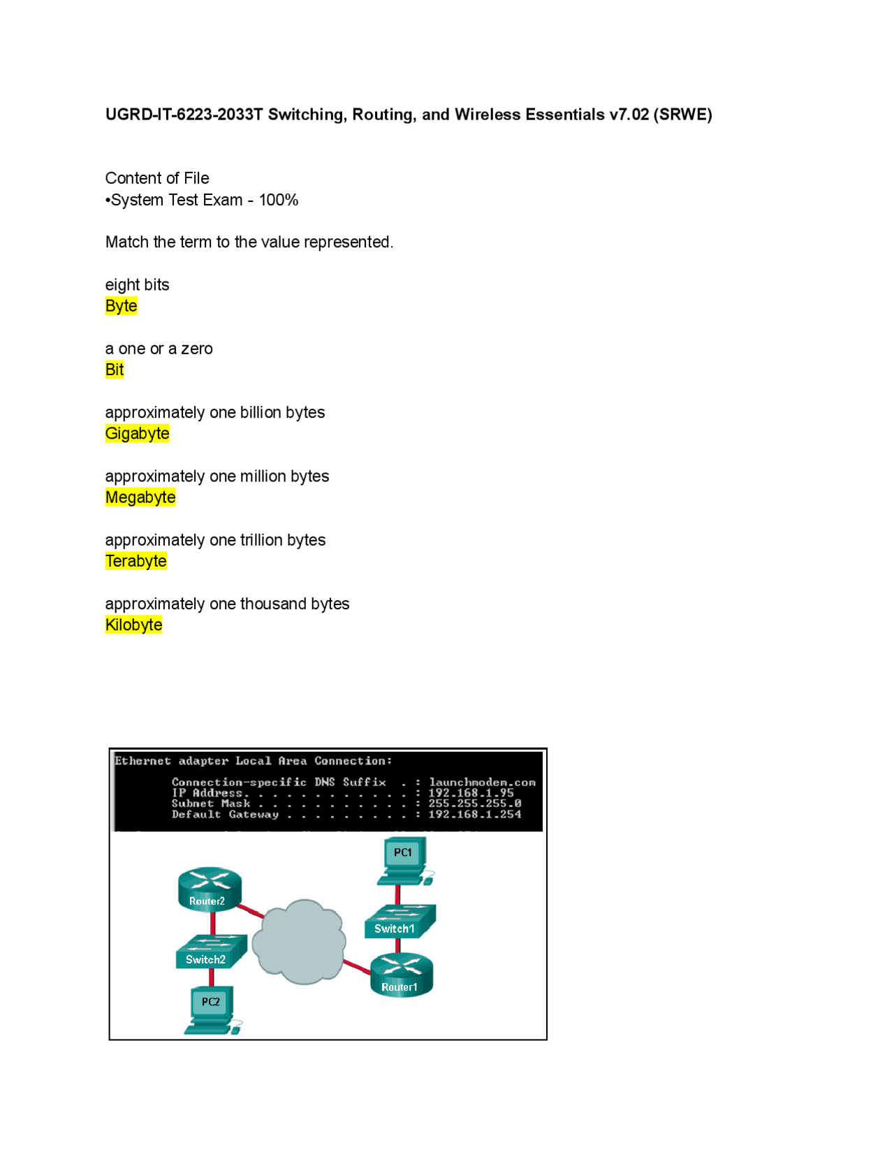Switching Routing And Wireless Essentials Docsity