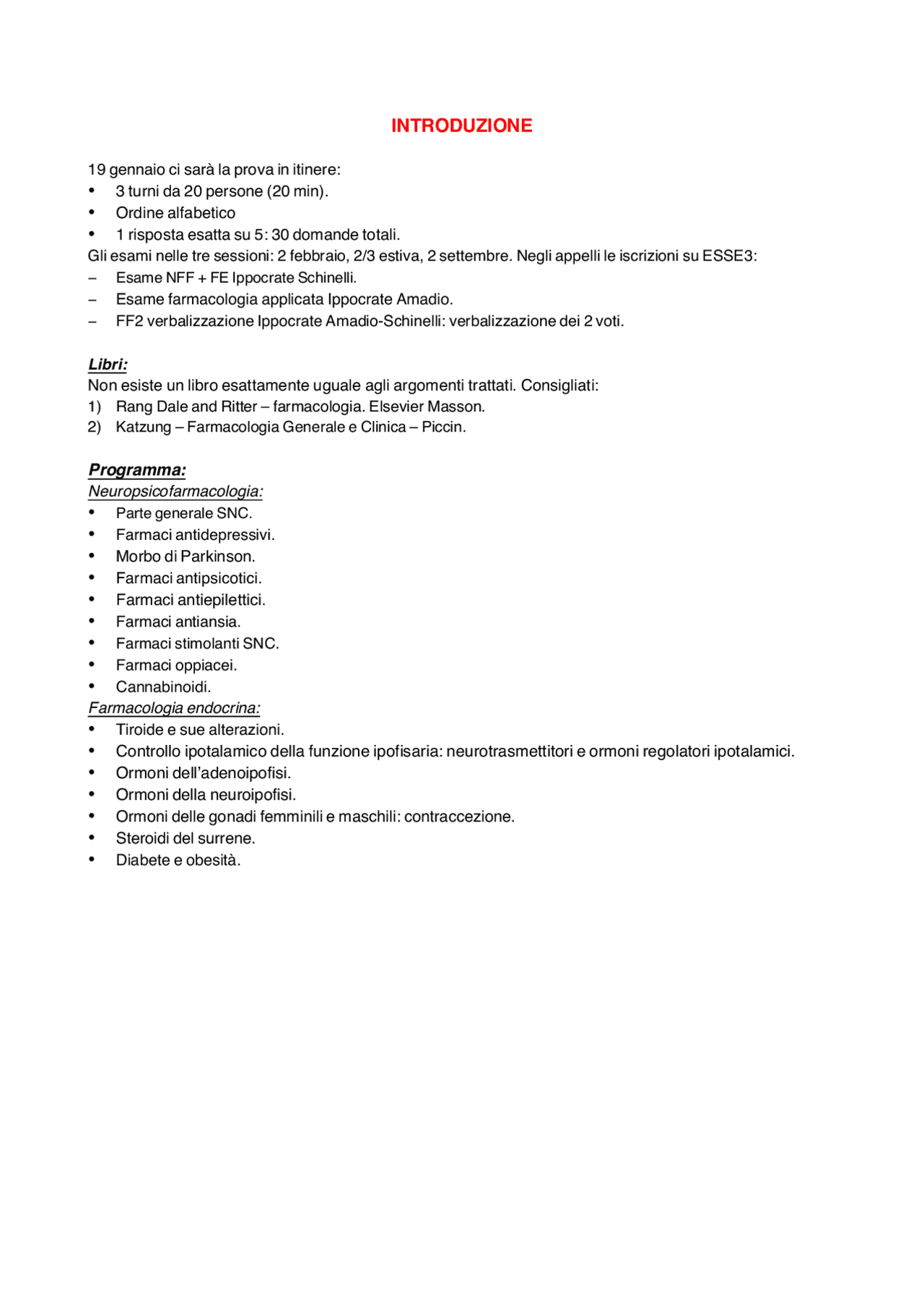 Appunti Intero Corso Di Farmacologia 2 Prof Schinelli Docsity