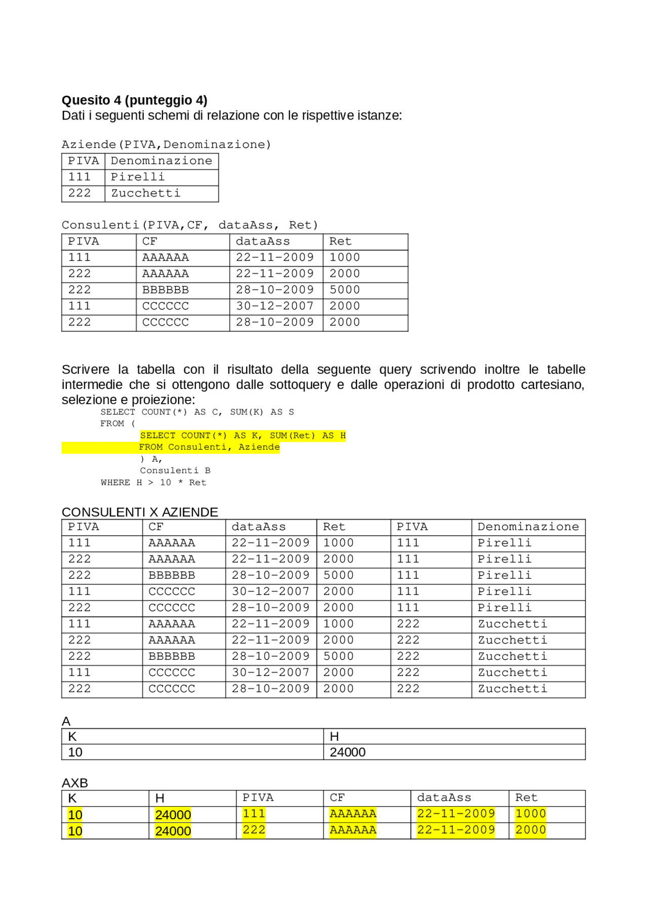 Esercizi Informatica Docsity