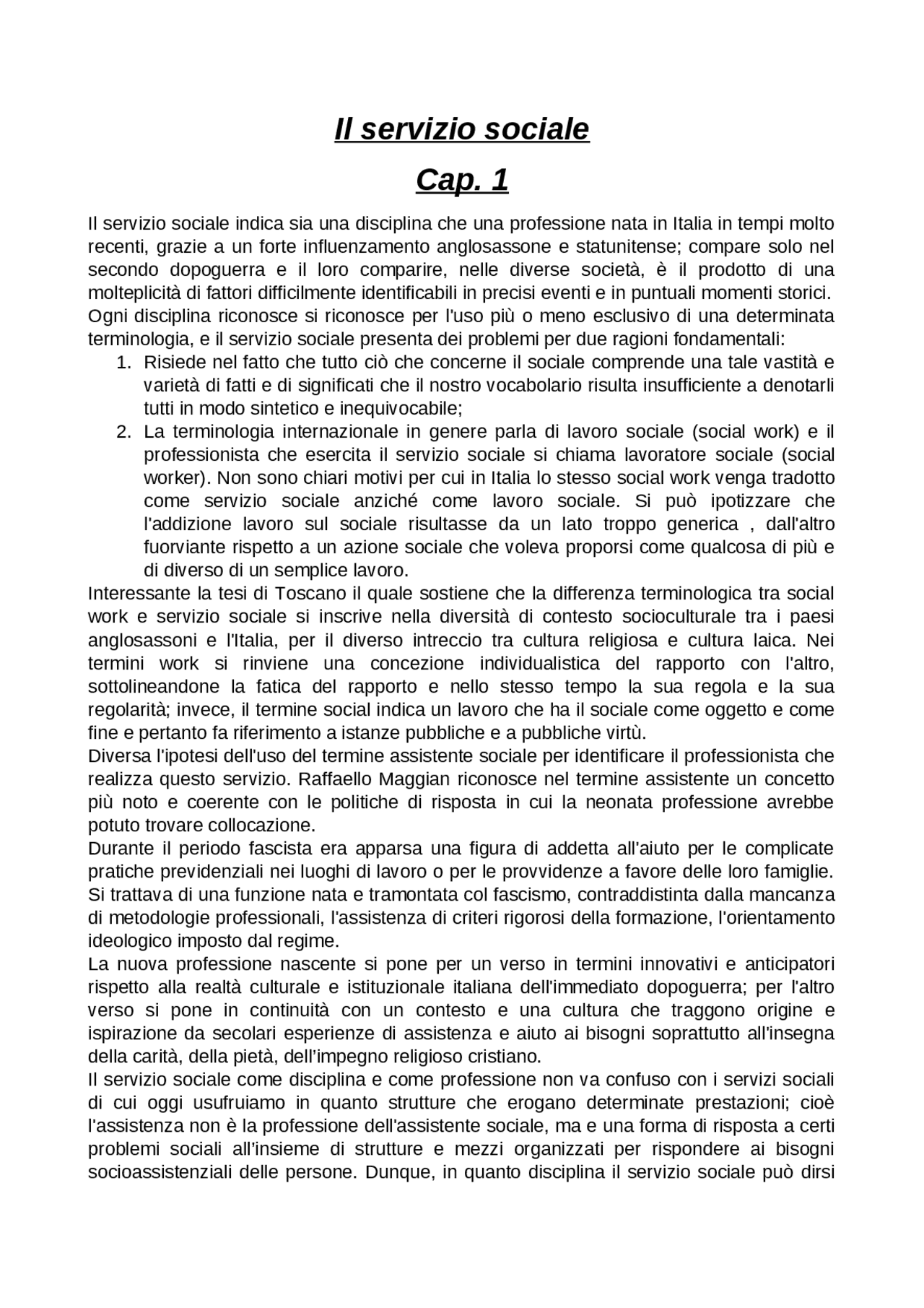 Il Servizio Sociale Elisabetta Neve Docsity