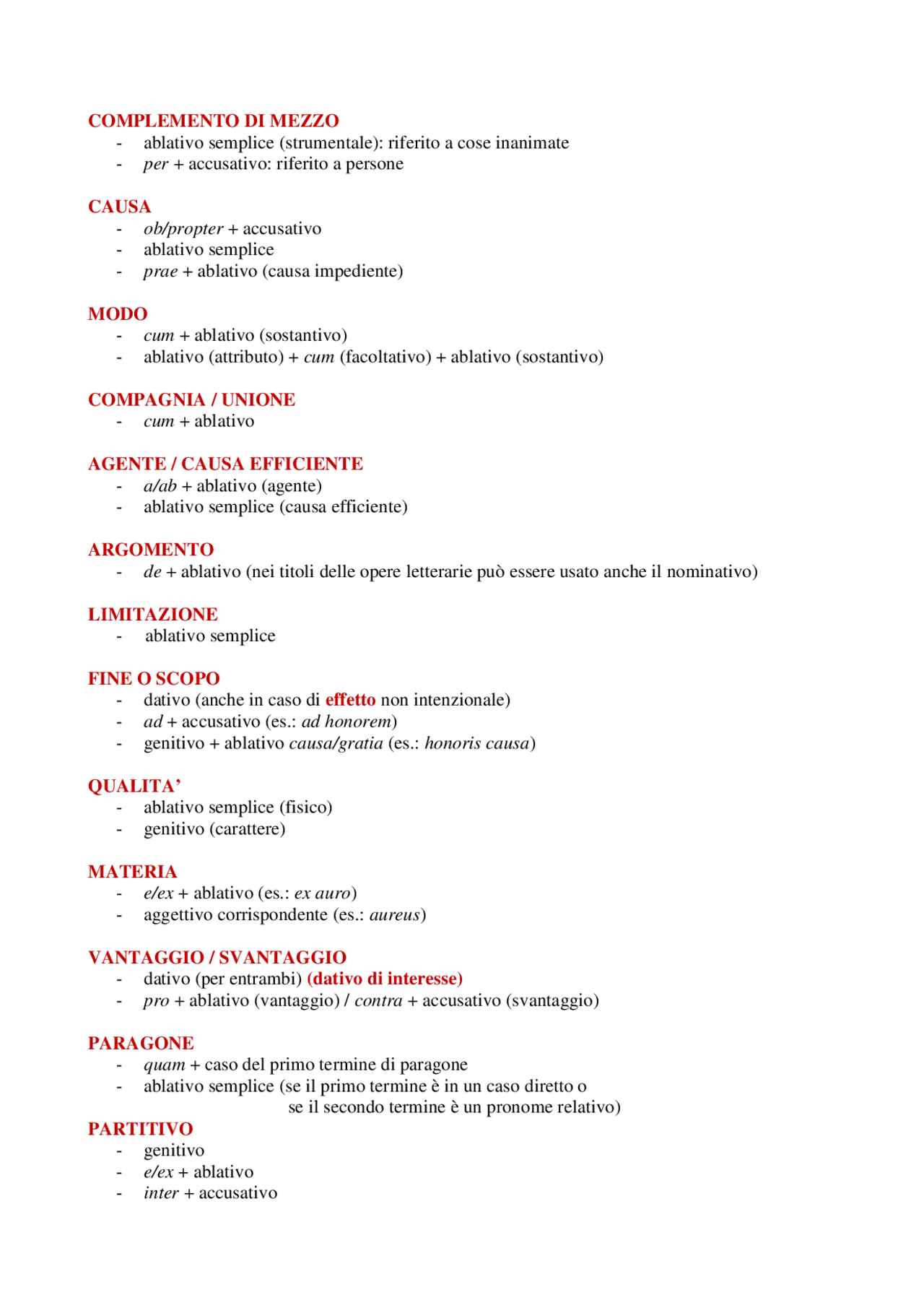Tutta La Sintassi E Grammatica Latina Schematizzata Docsity