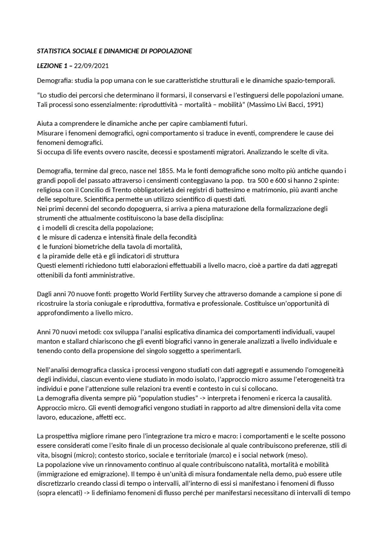 Appunti Parte Di Demografia Docsity