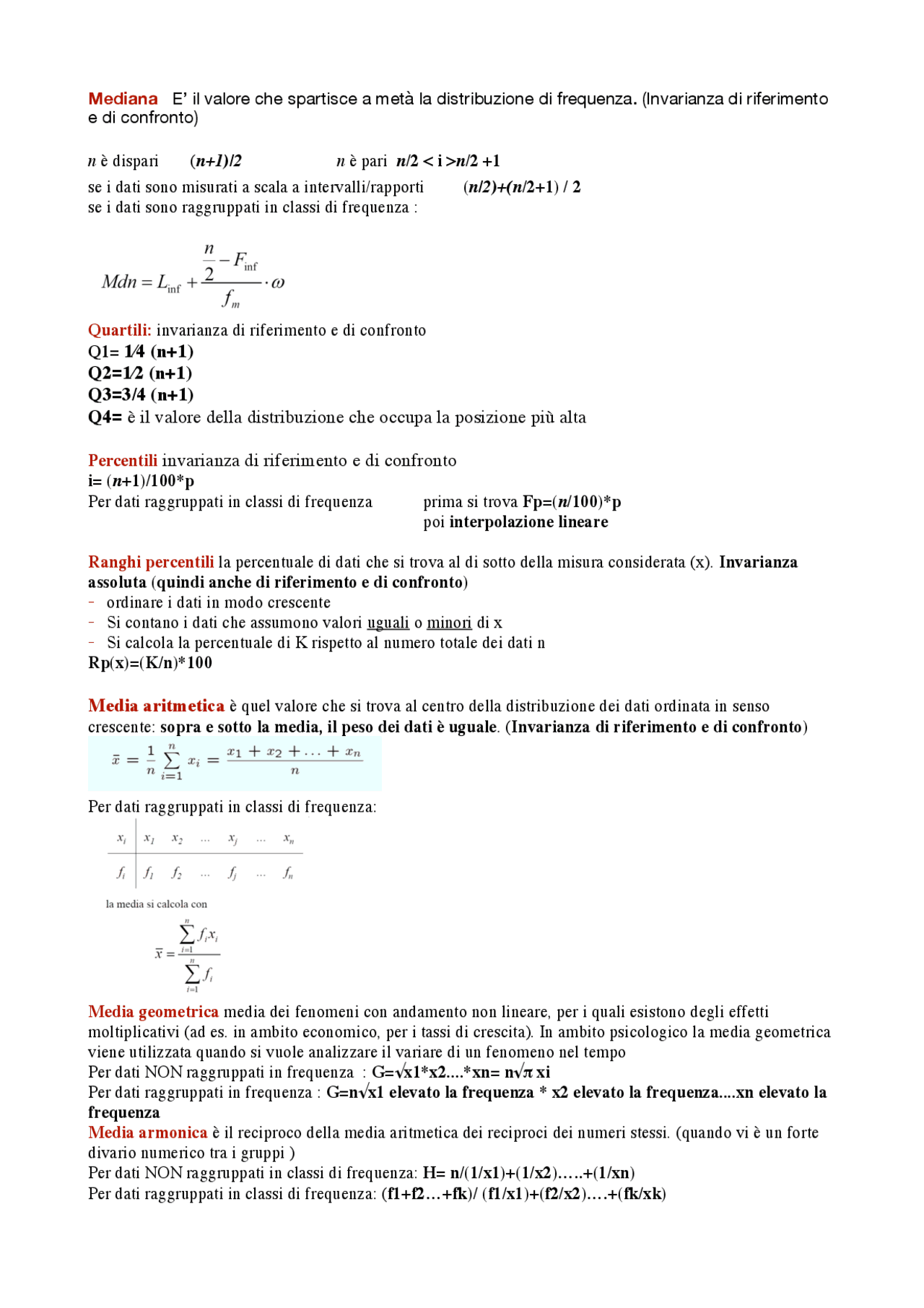 Tutte Le Formule Per Esame Di Psicometria 2 Parte Docsity