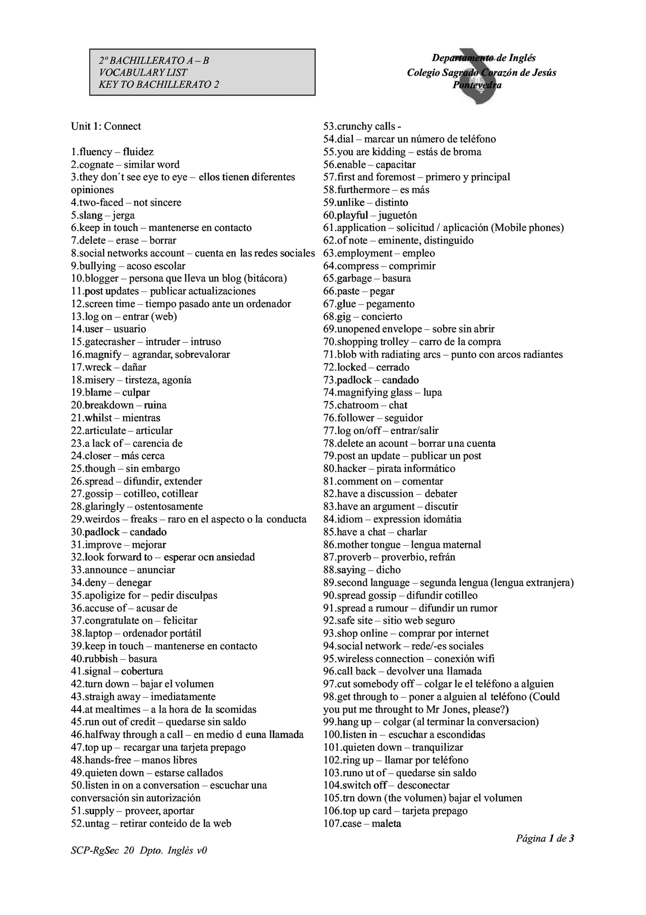 Ingles words vocabulary - Docsity
