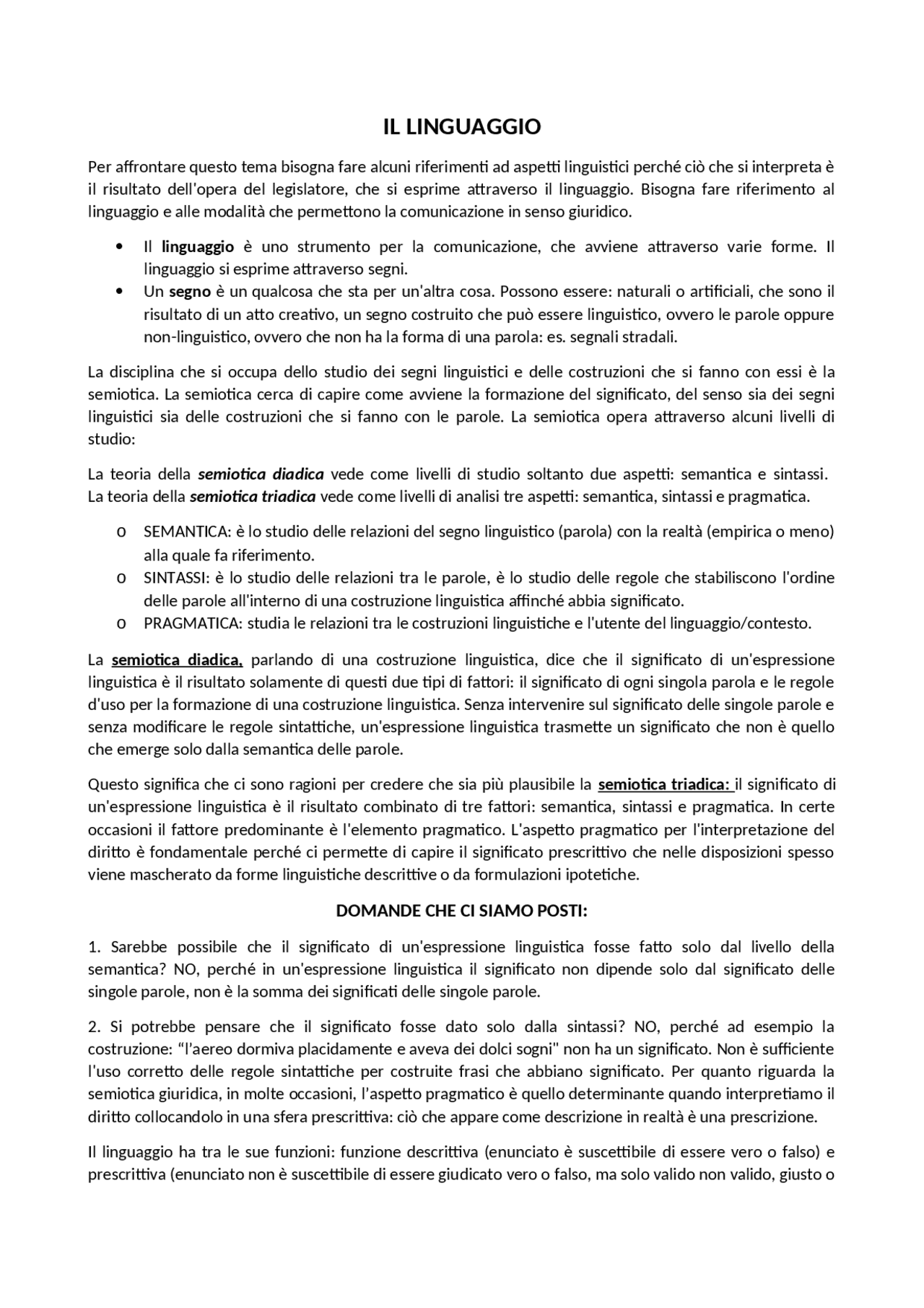 La Teoria Del Linguaggio Docsity
