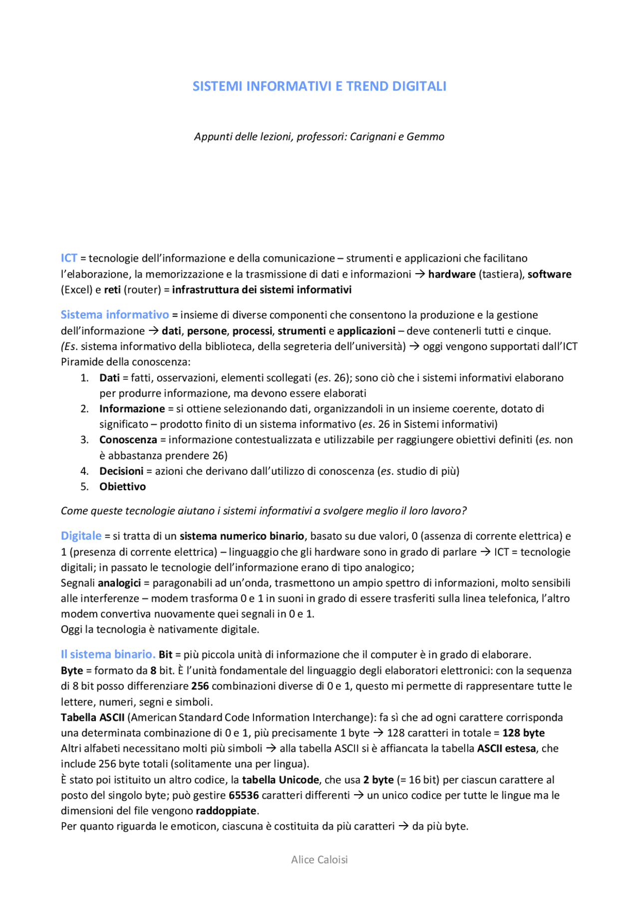 Appunti Sistemi Informativi E Trend Digitali Carignani Iulm Docsity