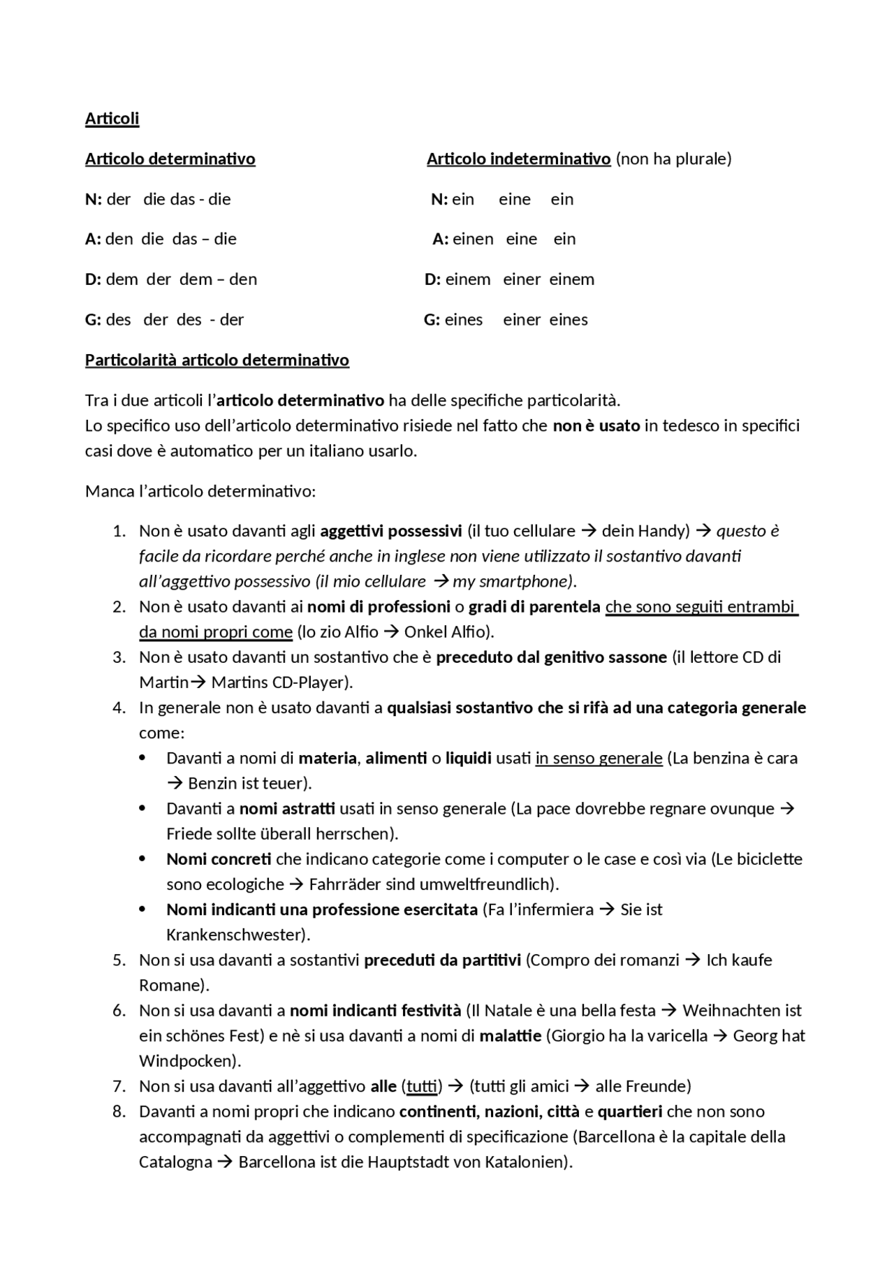 Riassunto Di Grammatica Tedesca Docsity