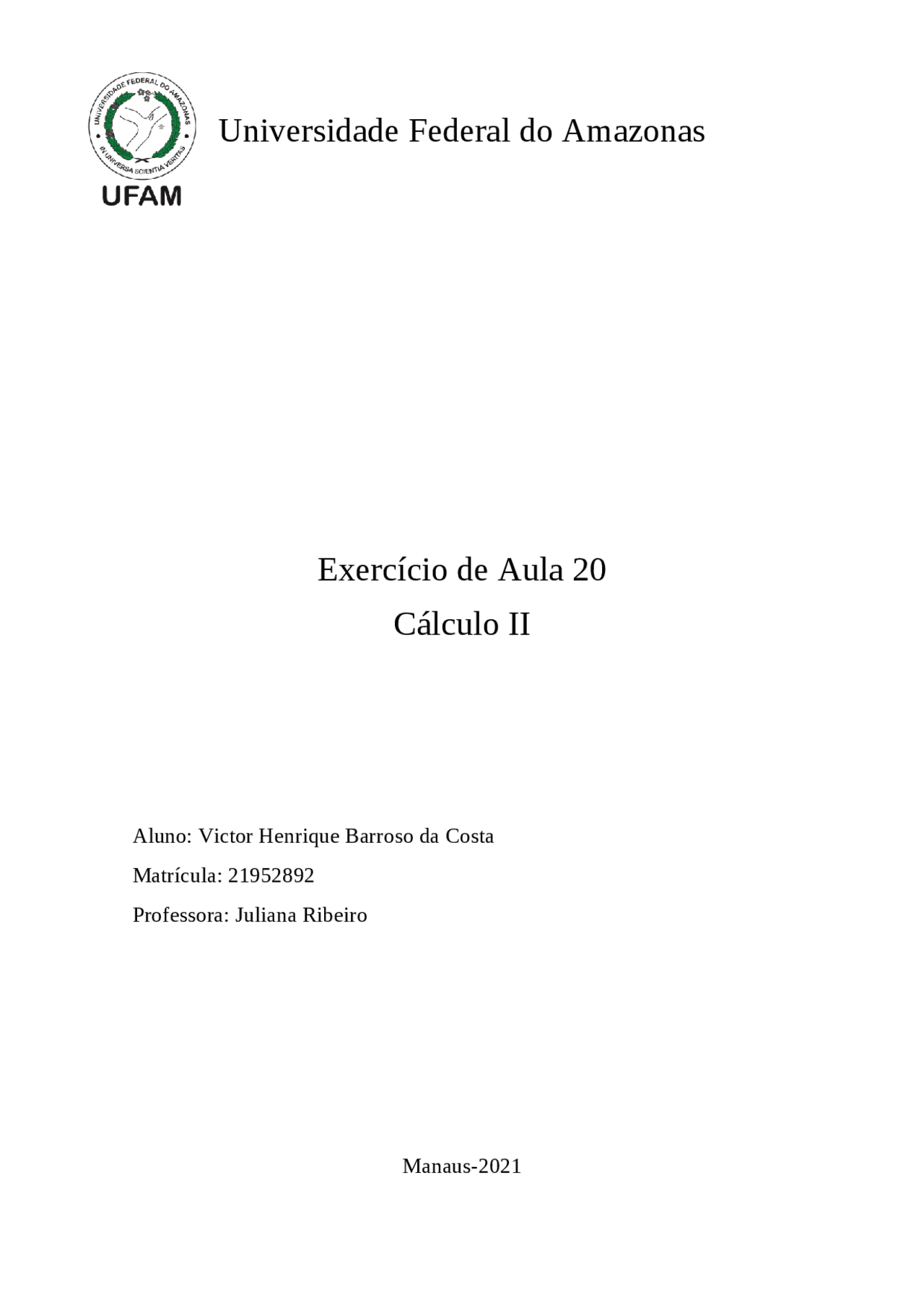 Lista de exercicio de calculo II - Docsity
