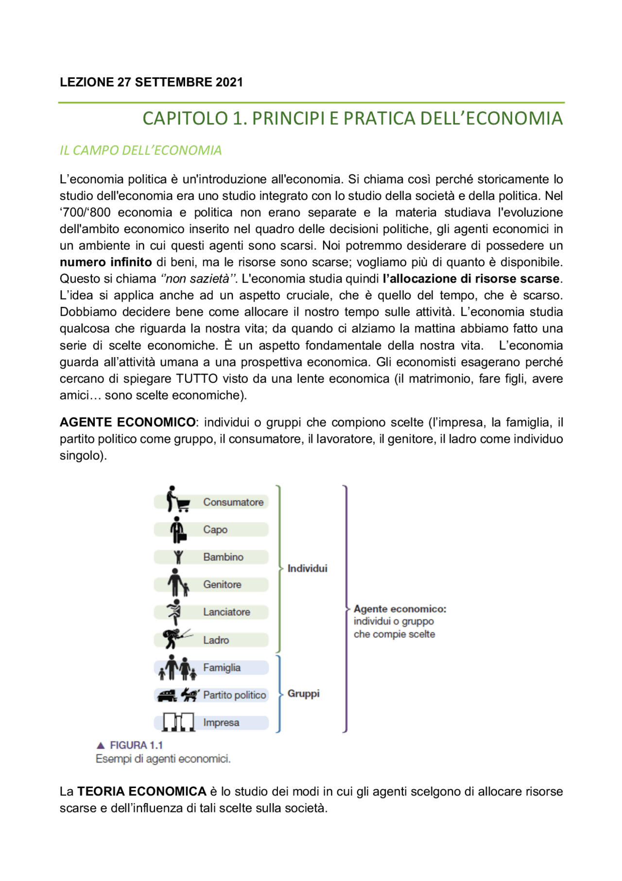 Microeconomia: agenti economici, consumi e imprese - Docsity