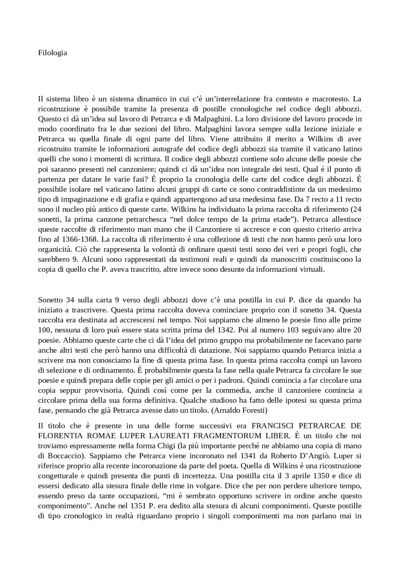 Appunti Di Filologia Docsity