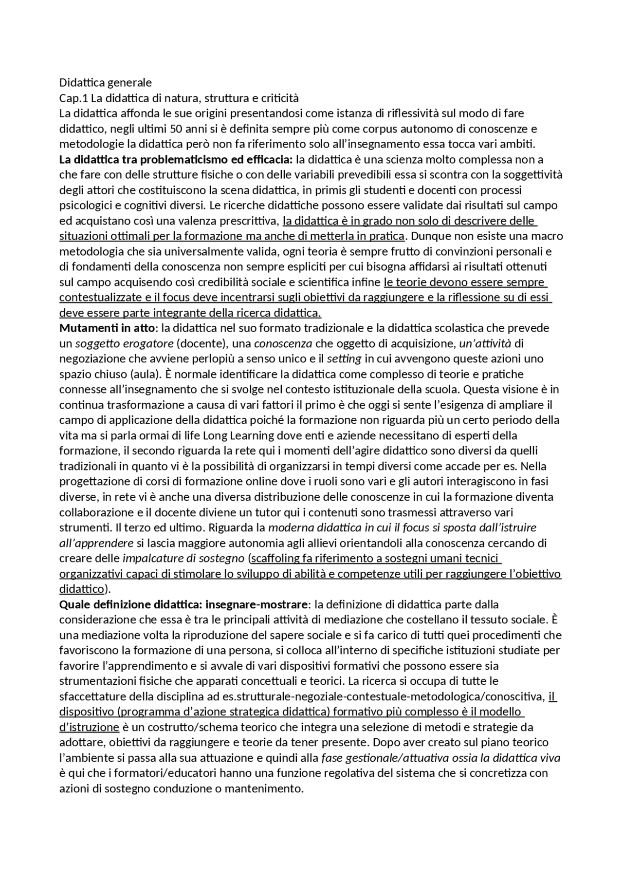 Fondamenti Di Didattica Generale Docsity