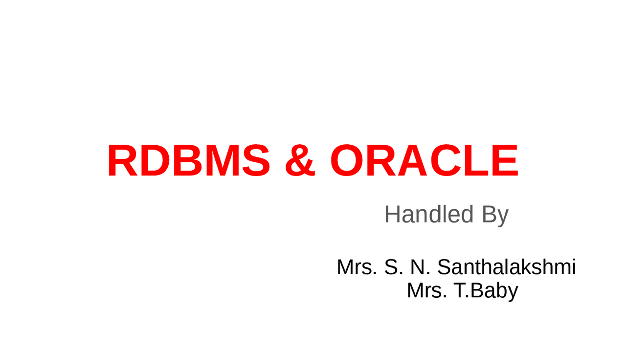 Unit 5 Notes On Rdbms Lecture Notes Computer Science Docsity