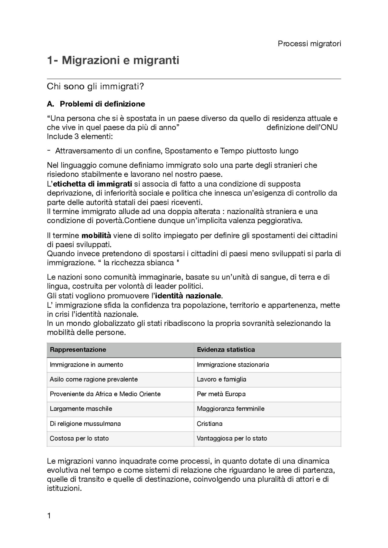 Sociologia Dei Processi Migratori Docsity