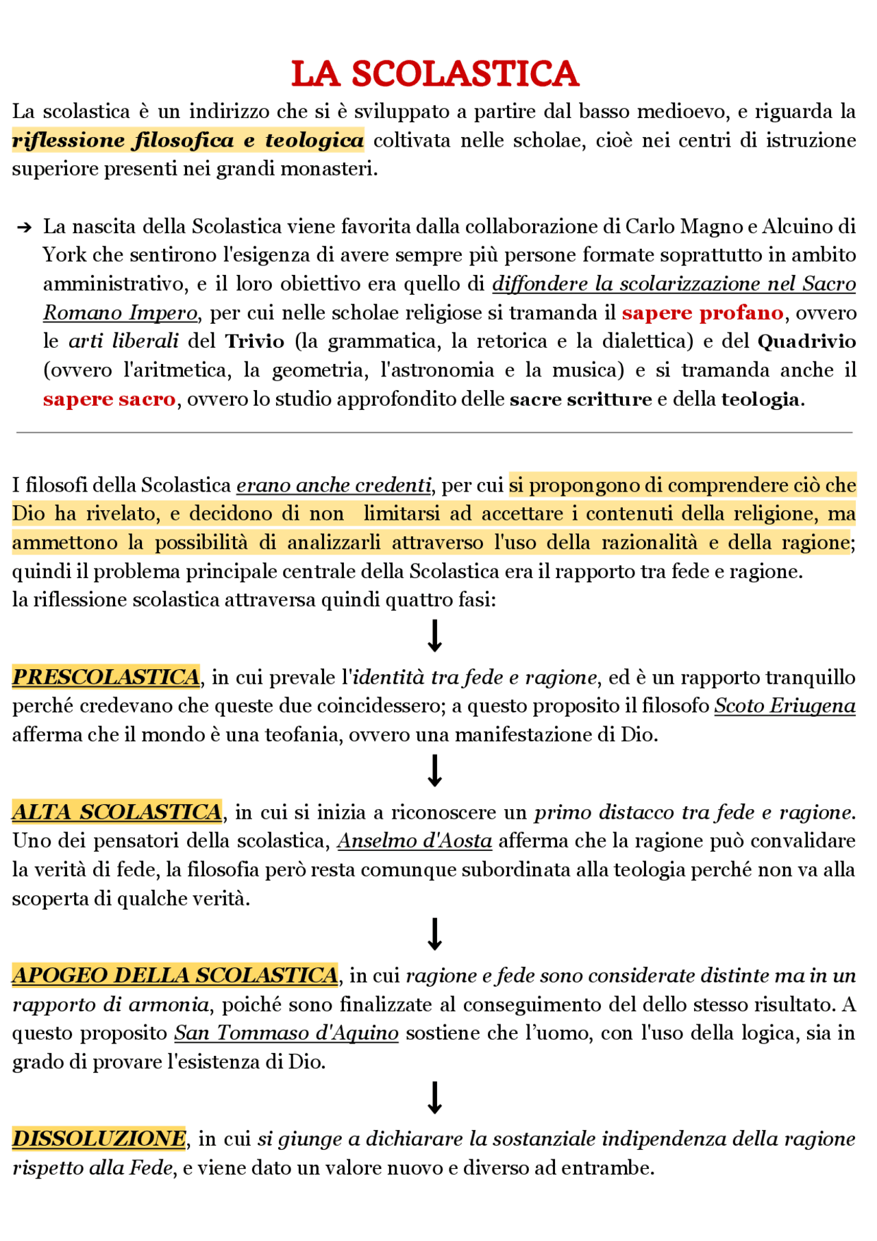 La scolastica (pedagogia) nel liceo delle scienze umane - Docsity