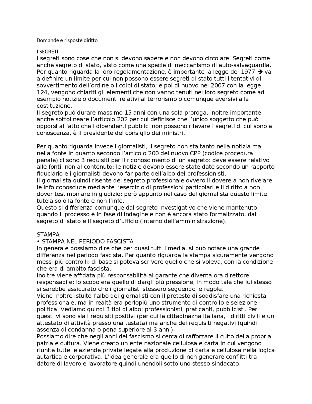 ESEMPI DOMANDE ESAME ORALE - Docsity