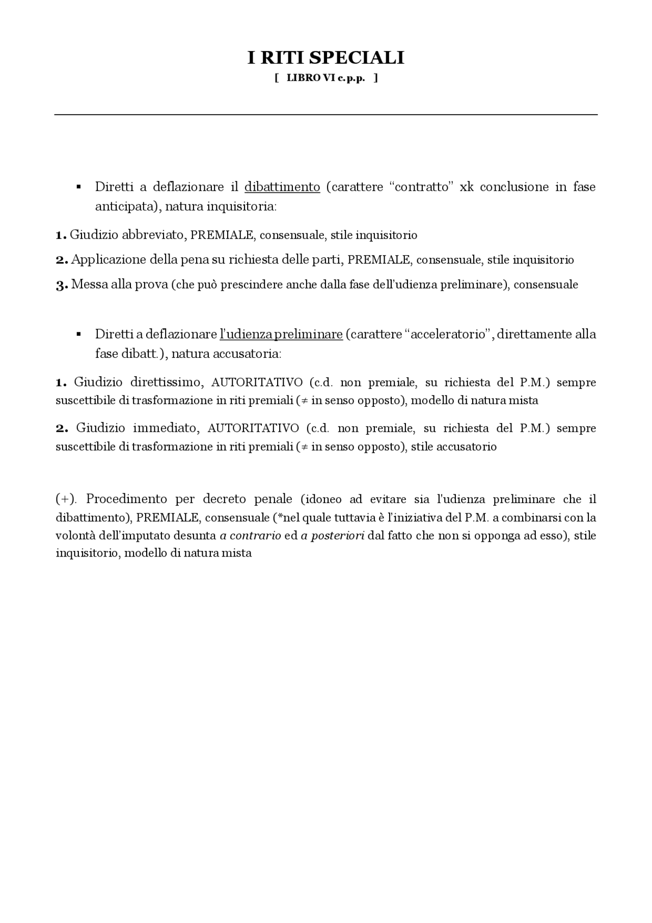Riassunto I Riti Speciali Diritto Processuale Penale Ii Docsity