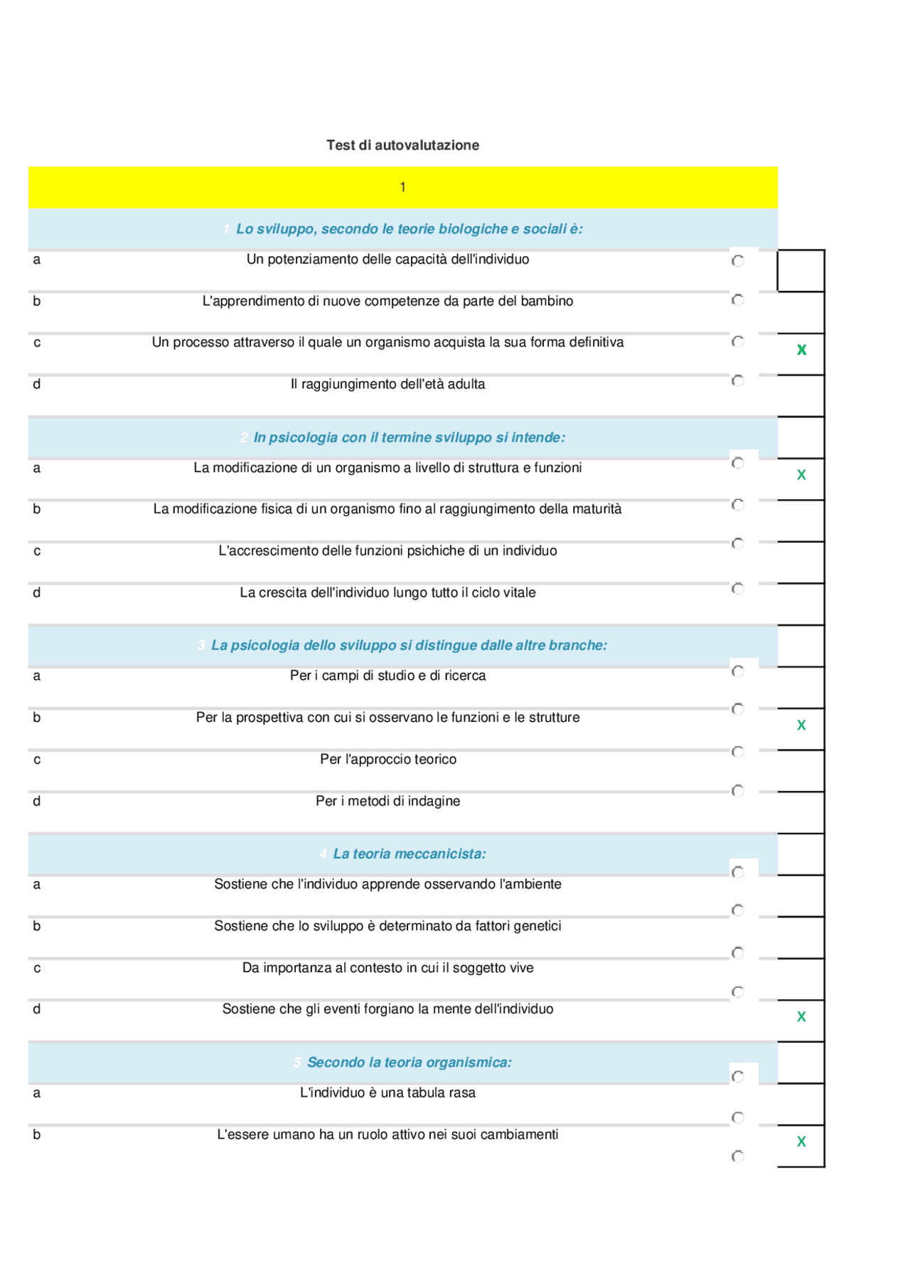 Psicologia Dello Sviluppo Test Fine Lezione Completi Docsity