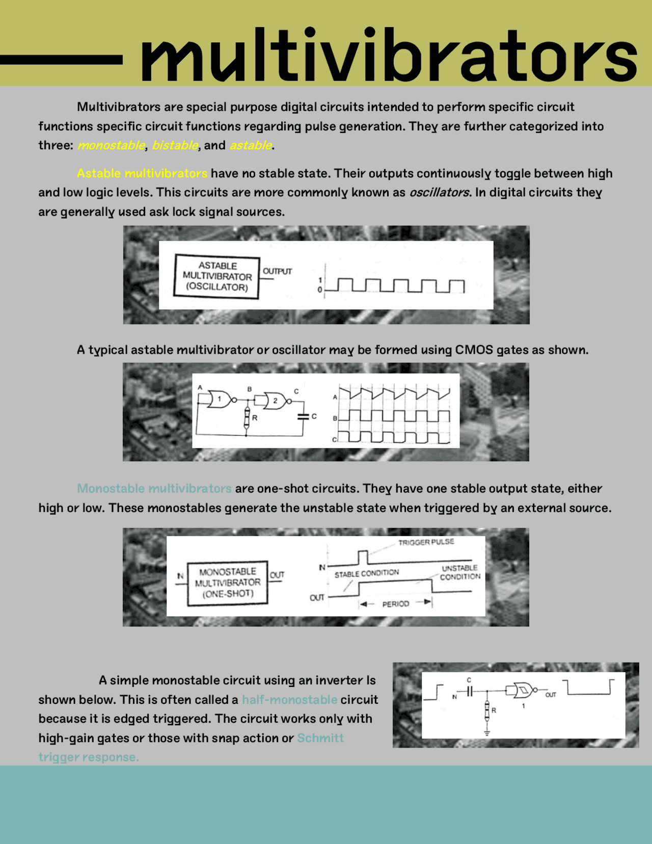 Multivibrator and Flip-Flops Outline (Electronics) | Study notes ...