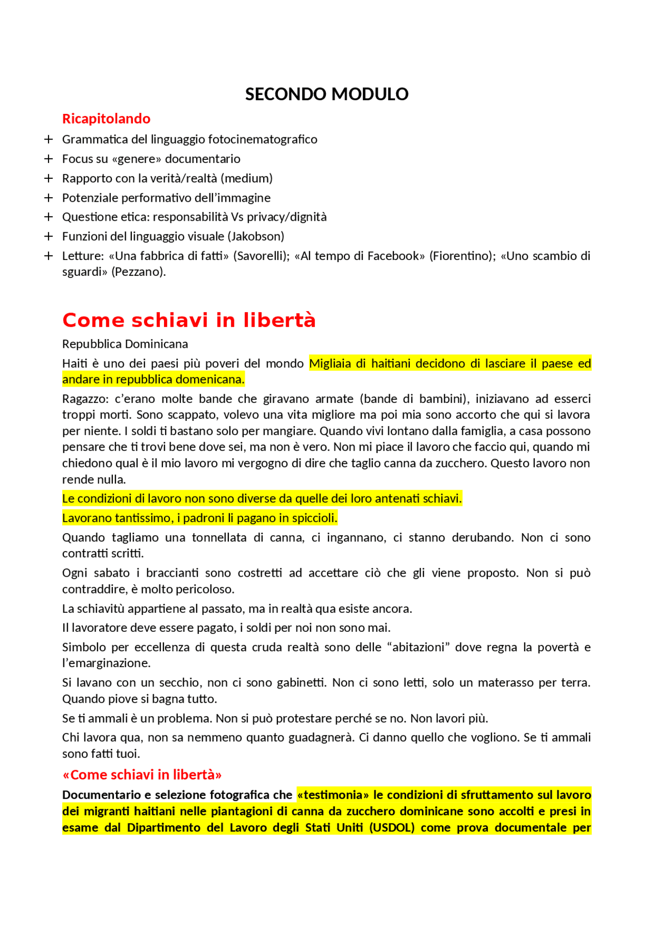 Riassunto articoli secondo modulo - Docsity