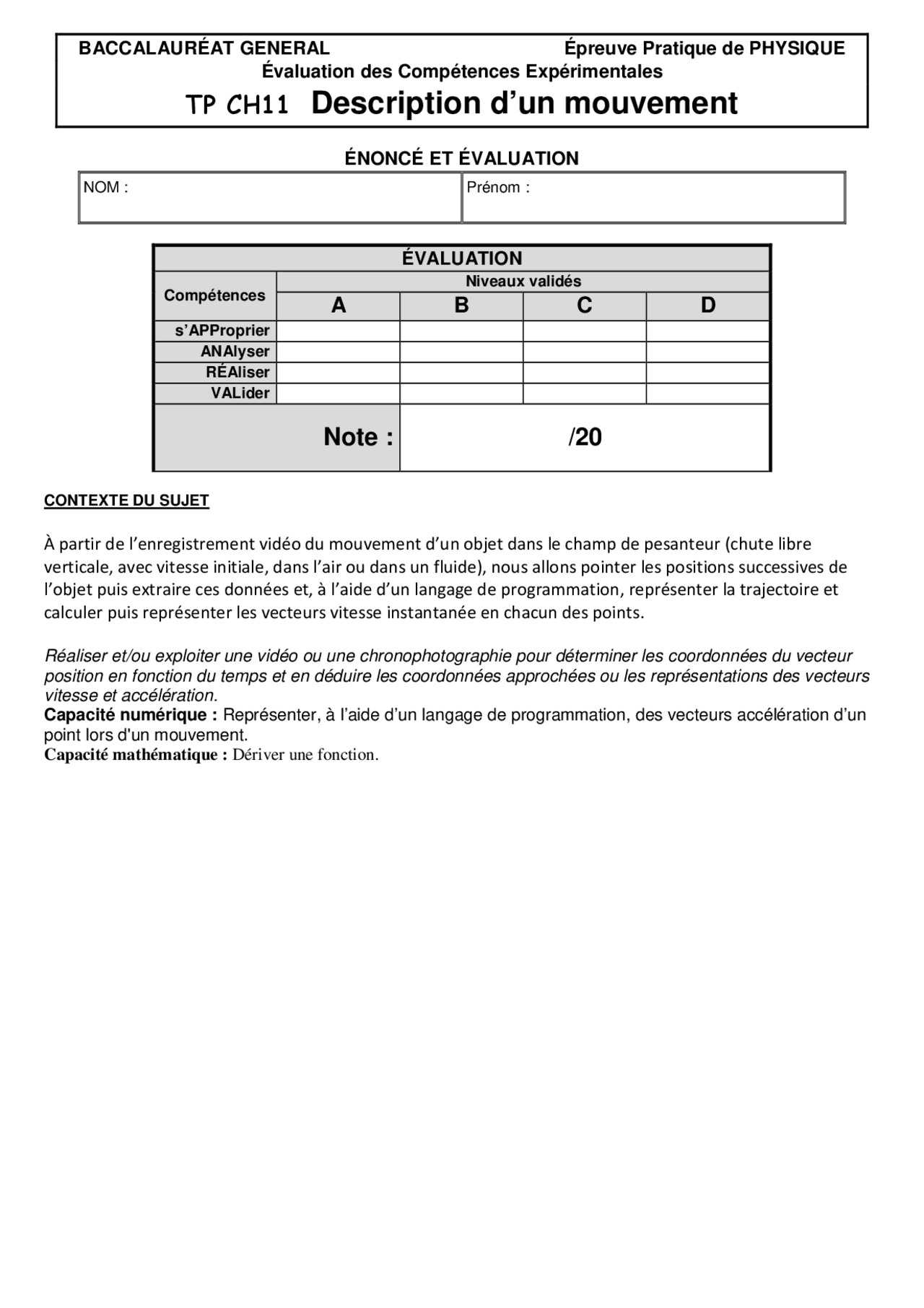 Description Dun Mouvement Docsity