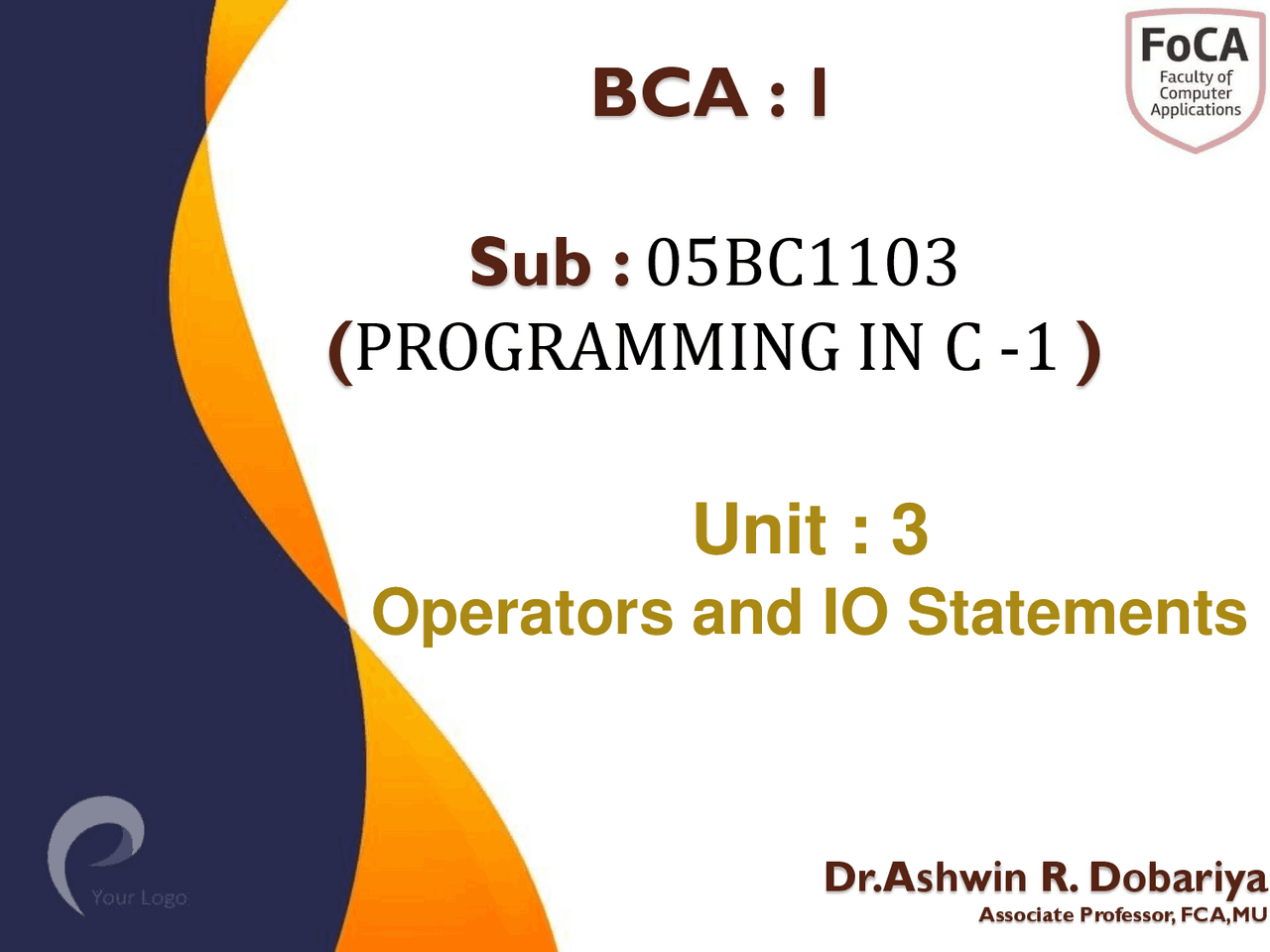 Operators and IO Statements - Docsity