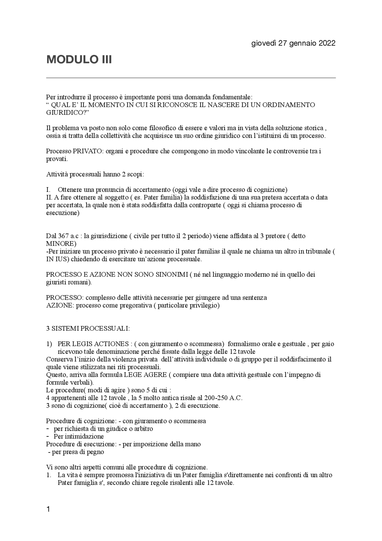 Modulo III inerente a Diritto Romano 1 - Docsity