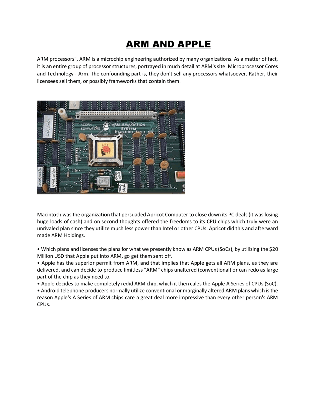 Arm And Apple Processors Docsity