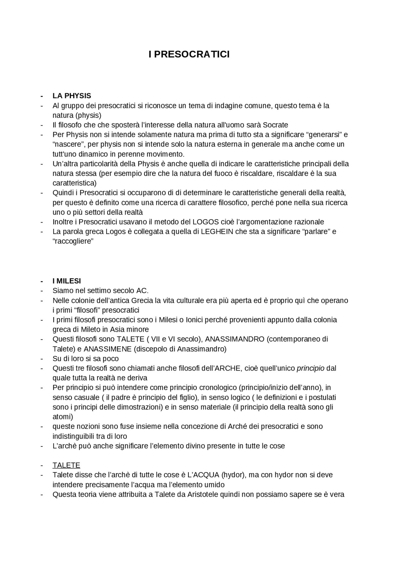 Riassunto Di Tutta La Filosofia Antica Docsity