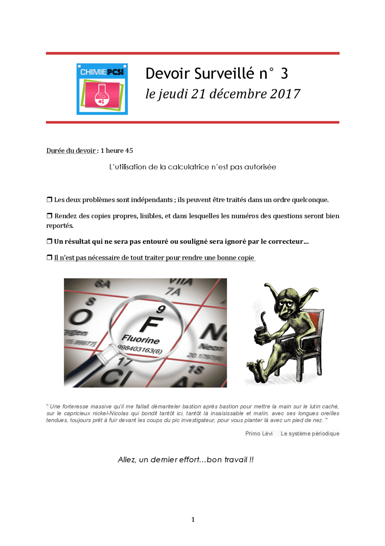 Devoir Surveillé N° 6 Chimie Option Psi 2018 Exercices Chimie Docsity