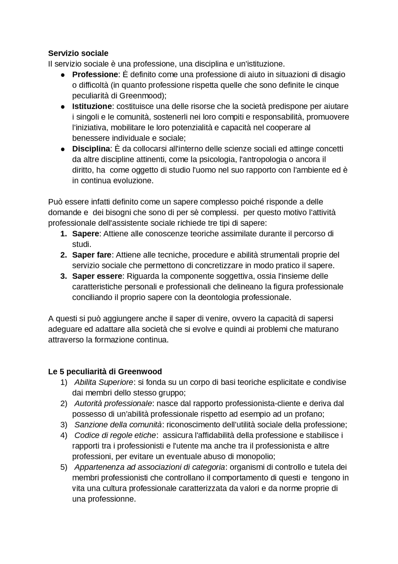 Il Servizio Sociale Docsity