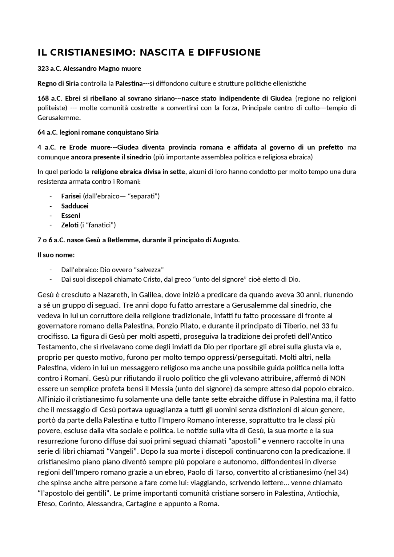 Il Cristianesimo Nascita E Diffusione Docsity