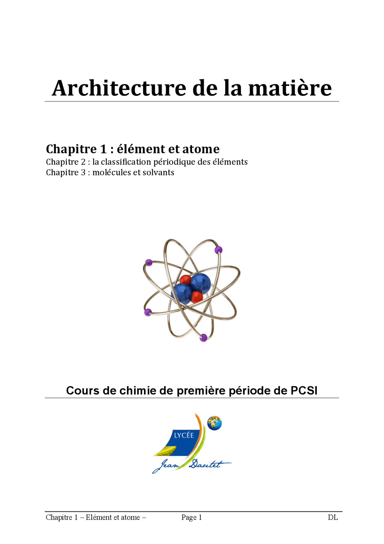 Architecture De La Matière Chimie En Pcsi Exercices Chimie Docsity