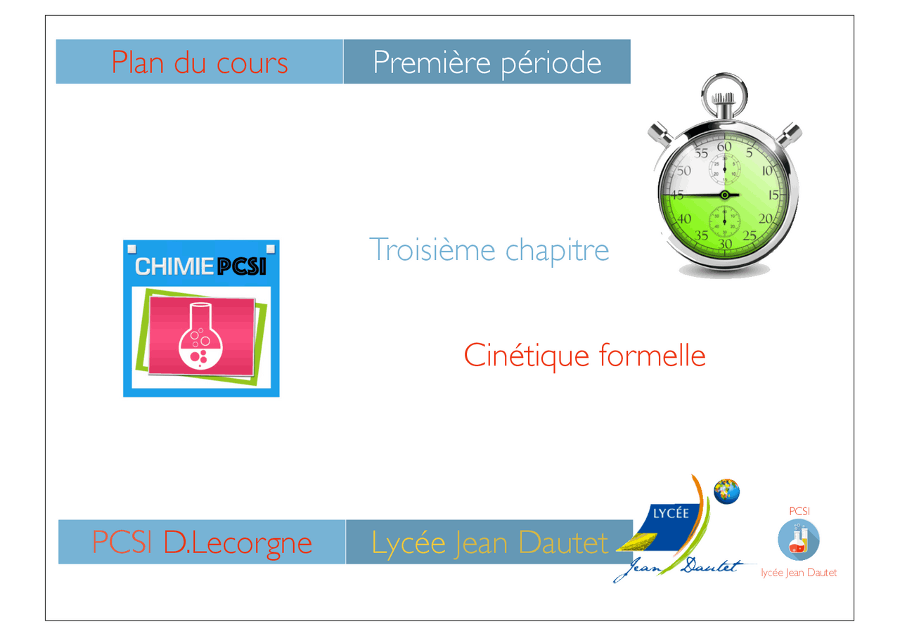 Cinétique Formelle Chimie En Pcsi Docsity